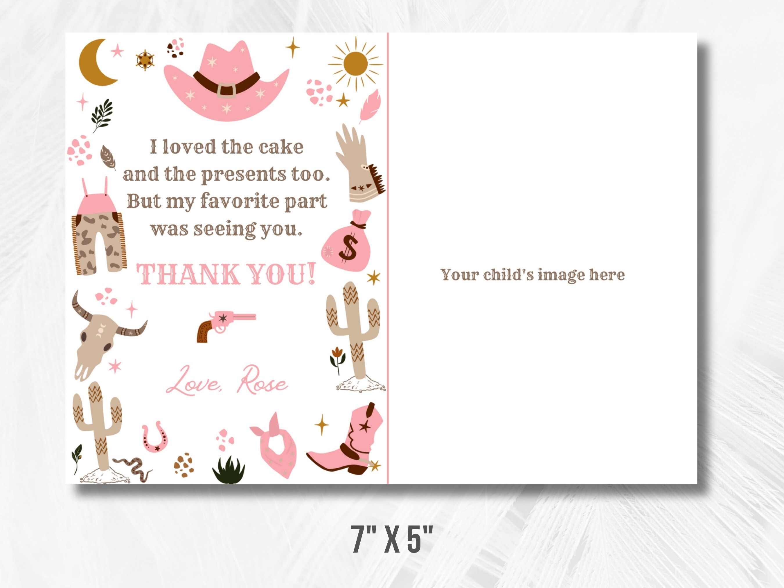 My First Rodeo Birthday Printable Thank You Card, Cowgirl Birthday ...