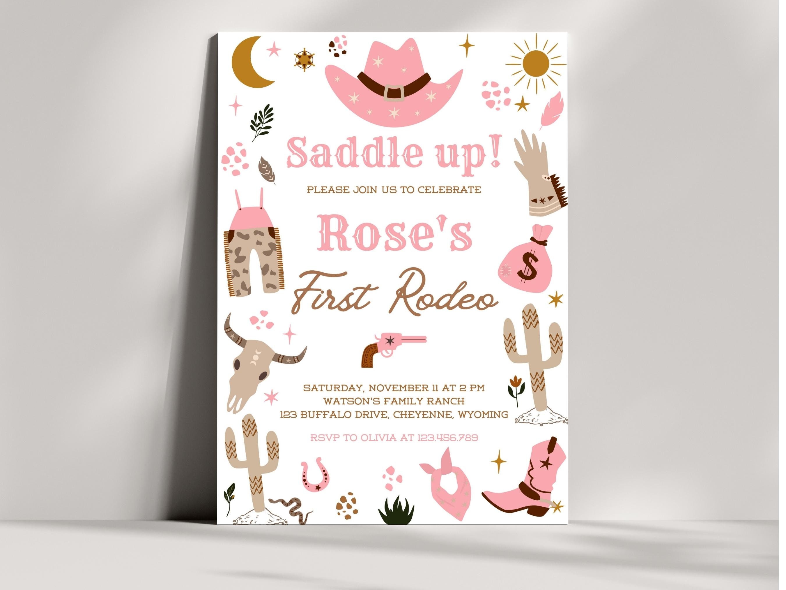 My First Rodeo Birthday Invitation, Cowgirl Invitation, Western ...