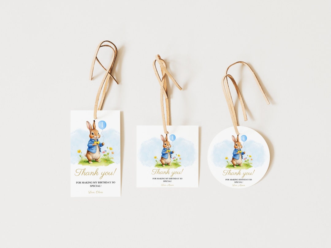 Peter Rabbit Birthday Gift Tags, Peter Rabbit Party Thank You Tags ...