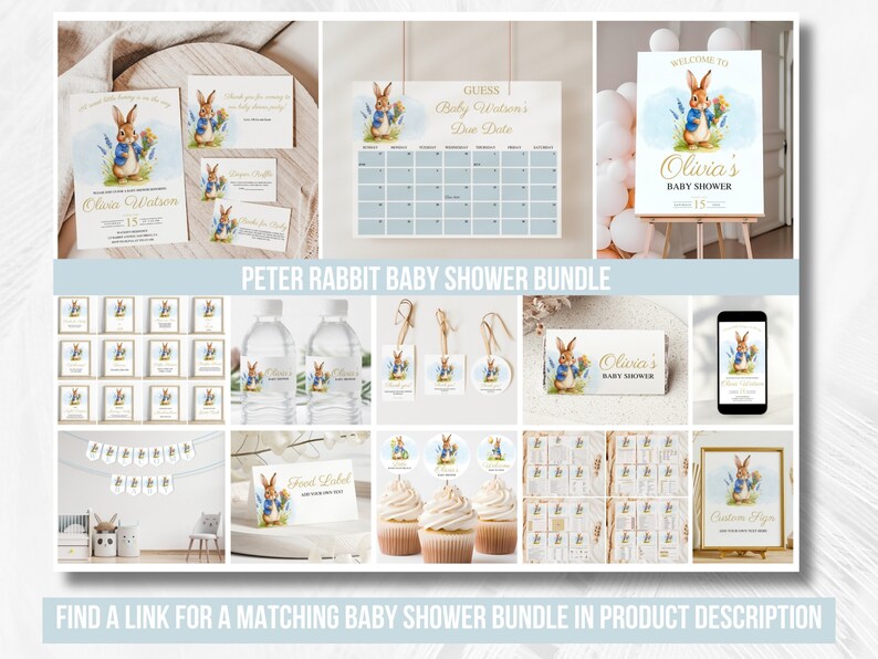 Peter Rabbit Baby Shower Cupcake Toppers, Flopsy Bunny Baby Shower ...