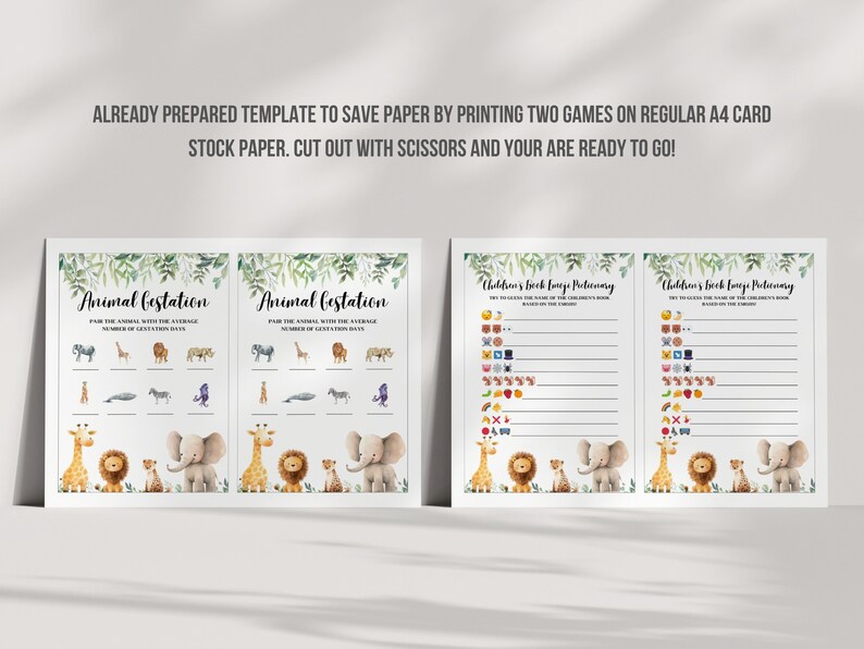 Safari Baby Shower Games Bundle | Jungle Animals Baby Shower Bingo ...