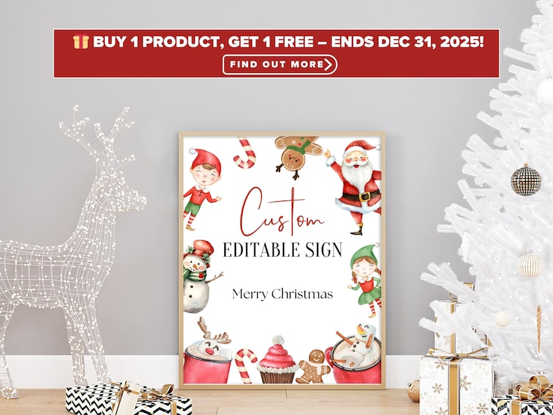 Editable Christmas Gift Table Printable Sign Template for Parties ...
