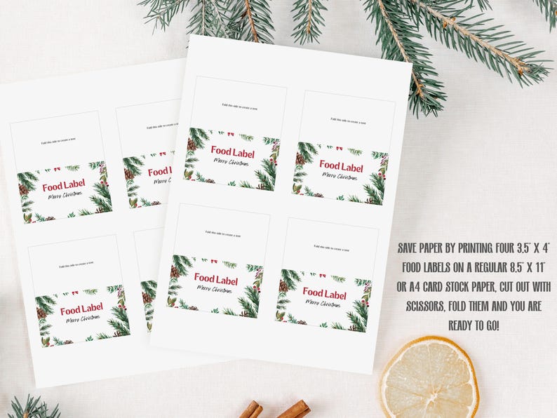 Holiday Table Place Cards Printable Labels Name Tags Template ...