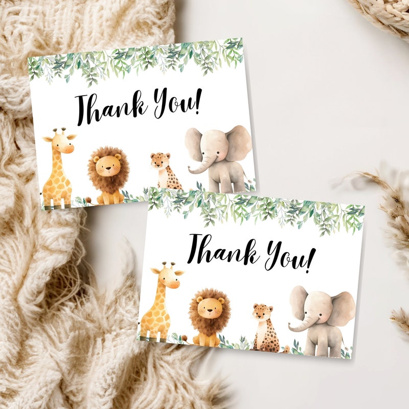 Safari Baby Shower Thank You Cards - Etsy