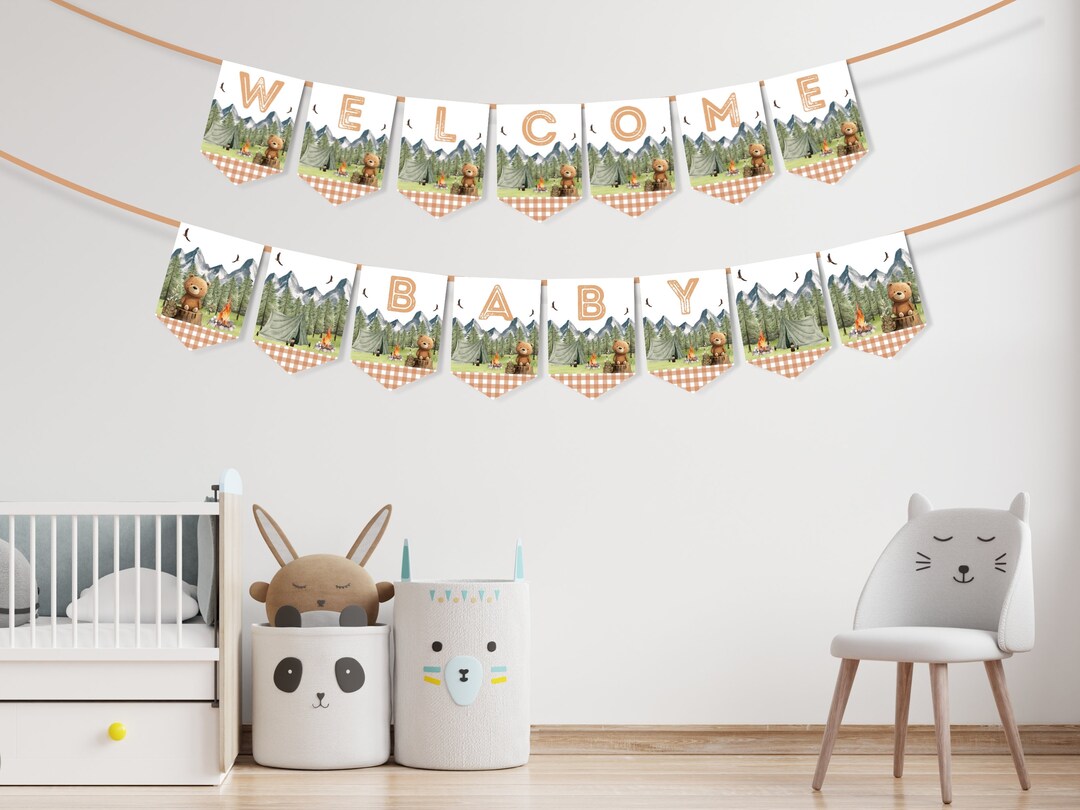 Little Camper Baby Shower Banner: Adventure Awaits, Woodland Theme ...