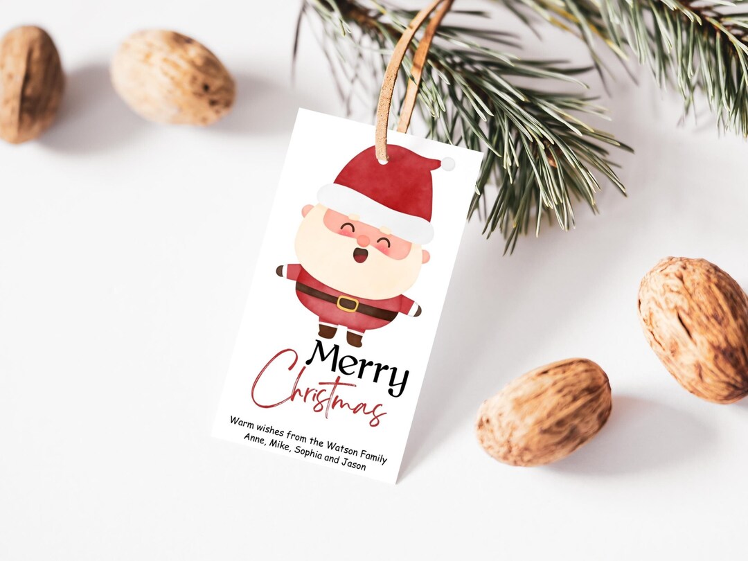 Printable Santa Gift Tags: Festive Christmas Favor Labels (digital ...