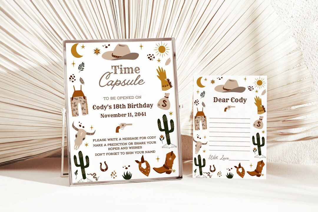 My First Rodeo Birthday Time Capsule, 1st Birthday Cowboy Custom Guest ...