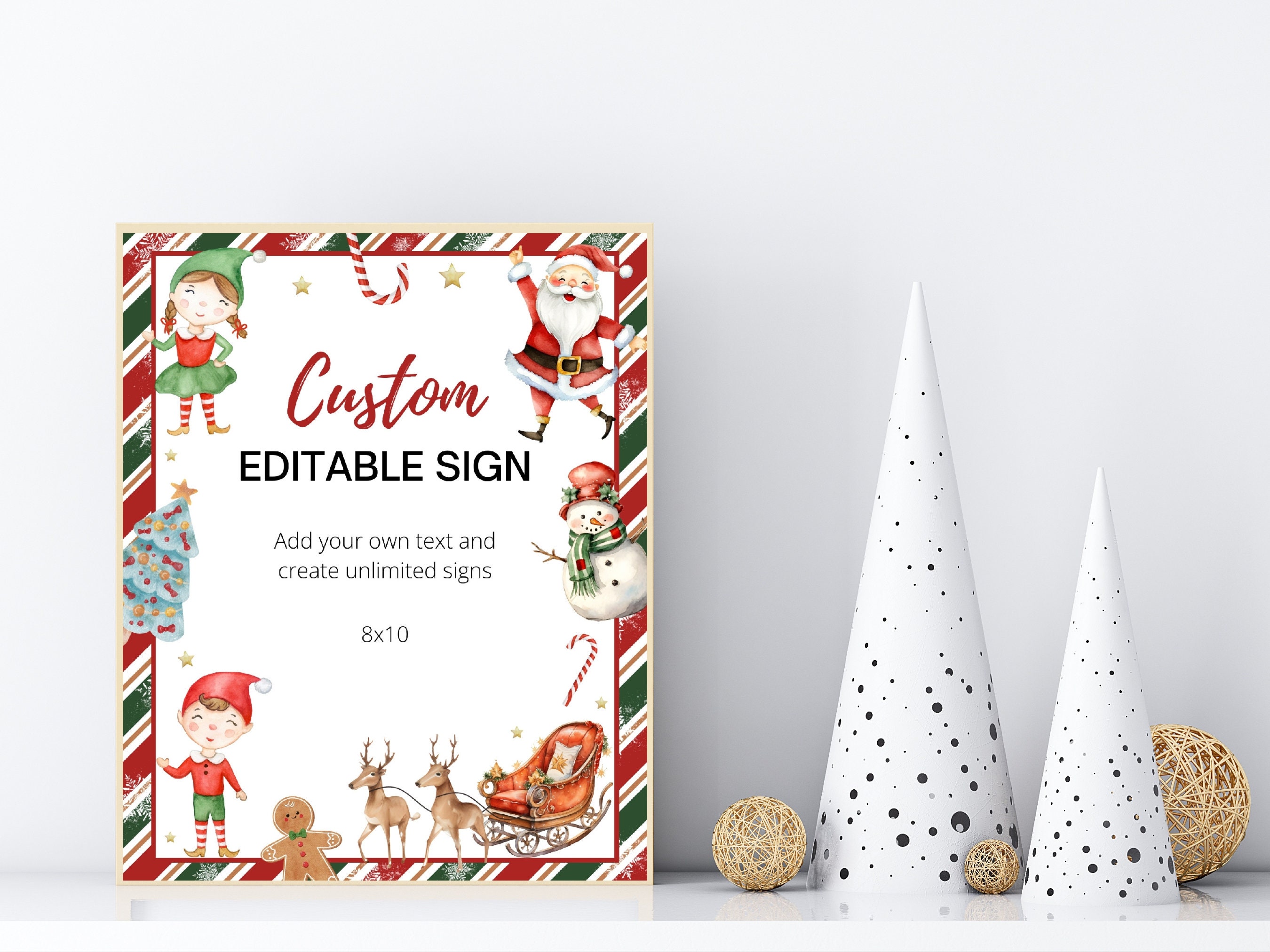Christmas Custom Sign Template Christmas Editable Template - Etsy