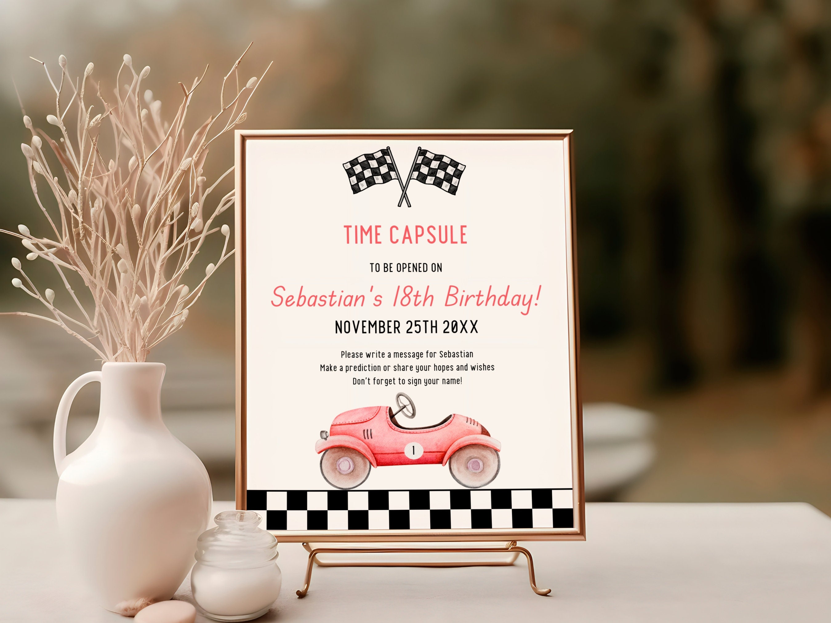 Fast One 1st Birthday Time Capsule, Race Car Birthday Decorations ...