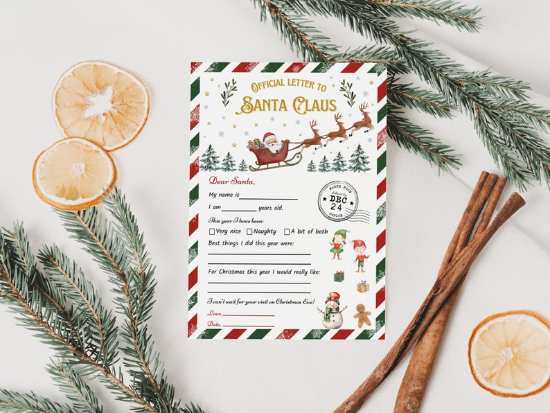 Letter to Santa Printable, Santa Letter, Santa Claus Letter, Official ...
