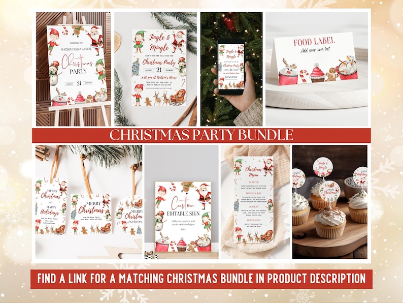 Editable Christmas Menu for Santa Dinner Parties, Santa Christmas Menu ...
