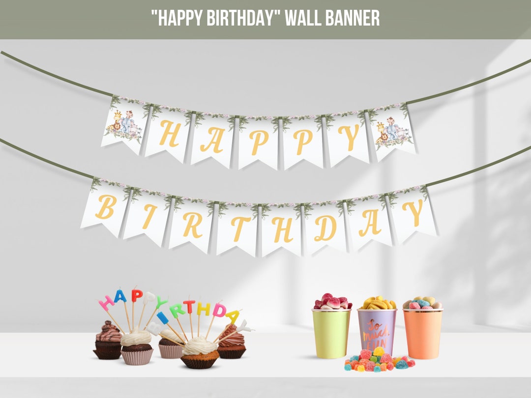 Wild One Happy Birthday Banner | Jungle Birthday Banner | Safari ...