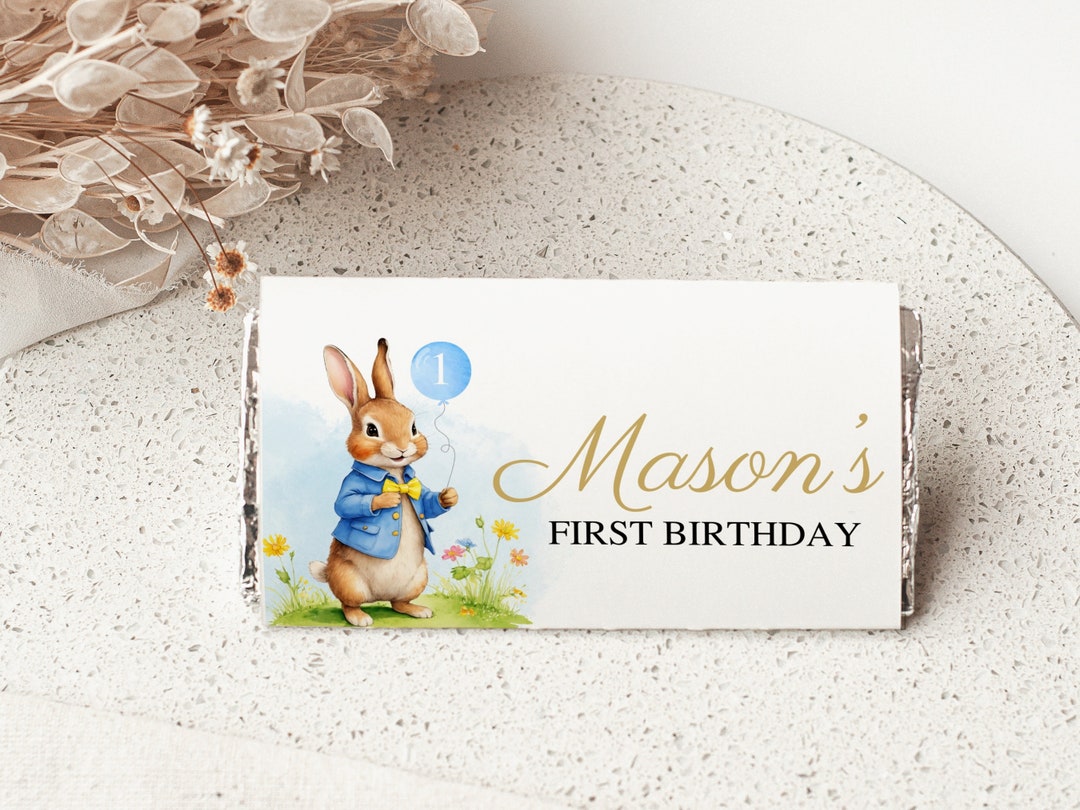 Peter Rabbit Birthday Candy Bar Labels | Flopsy Bunny Mini Chocolate ...