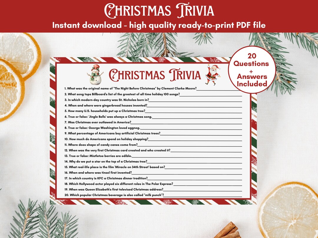 Christmas Trivia Game: Festive Holiday Quiz (PDF Pattern) - Etsy