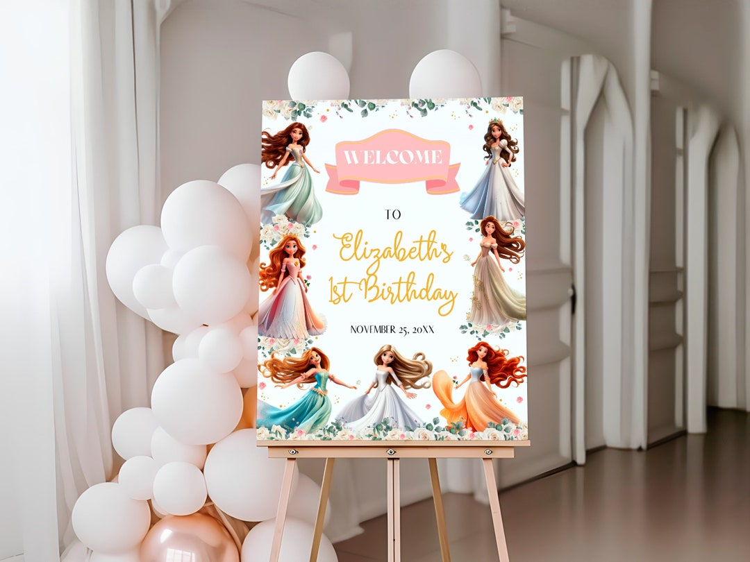 Princess Birthday Welcome Sign | Royal Party Welcome Board | 1st ...