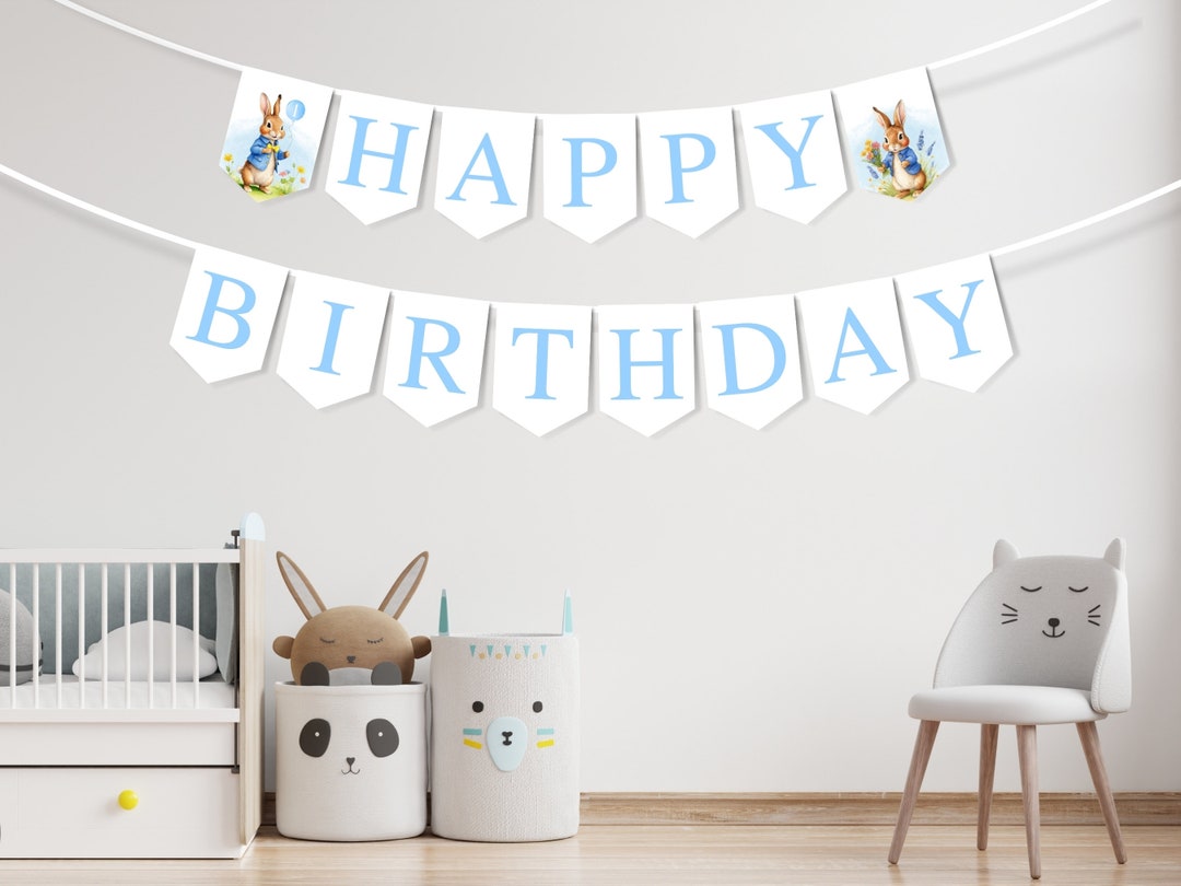 Peter Rabbit Happy Birthday Banner, Peter Rabbit Party Birthday Bunting ...
