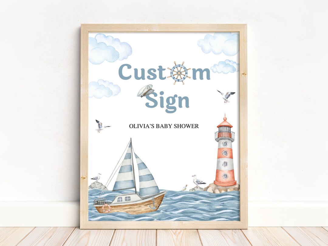 Nautical Baby Shower Sign: Ahoy It's a Boy, Ocean Theme (digital ...