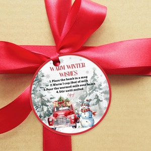 Festive Hot Chocolate Bomb Tag for Christmas Gifts and Holiday Snowman ...