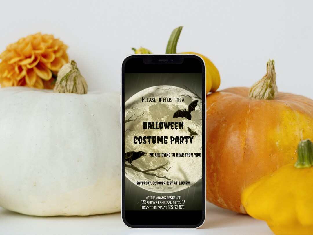 Spooky Halloween Costume Party Mobile Invitation (editable Canva ...