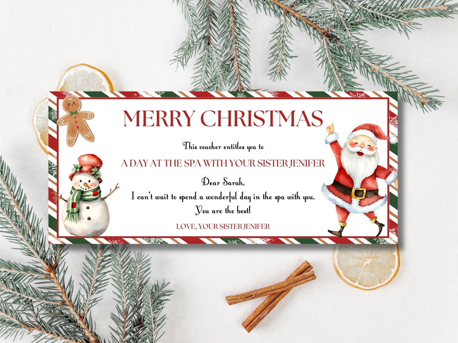 Christmas Gift Voucher Template, Editable Christmas Gift Certificate ...