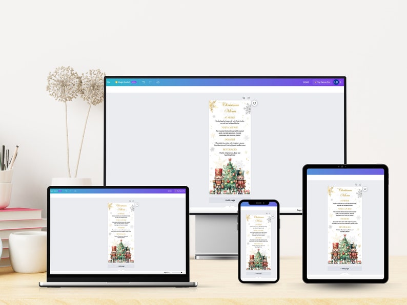 Nutcracker Christmas Dinner Menu Template: Holiday Printable Card (4x9 ...