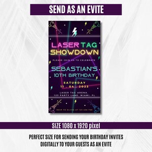 Laser Tag Mobile Invitation, Laser Tag Party, Neon Birthday Digital ...