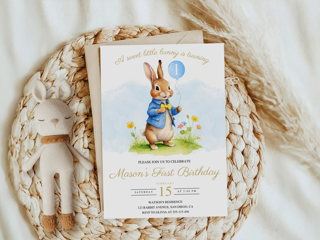 Peter Rabbit Birthday Invitation, Peter Rabbit Party, Flopsy Bunny ...
