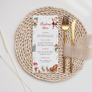 Editable Christmas Menu for Santa Dinner Parties, Santa Christmas Menu ...