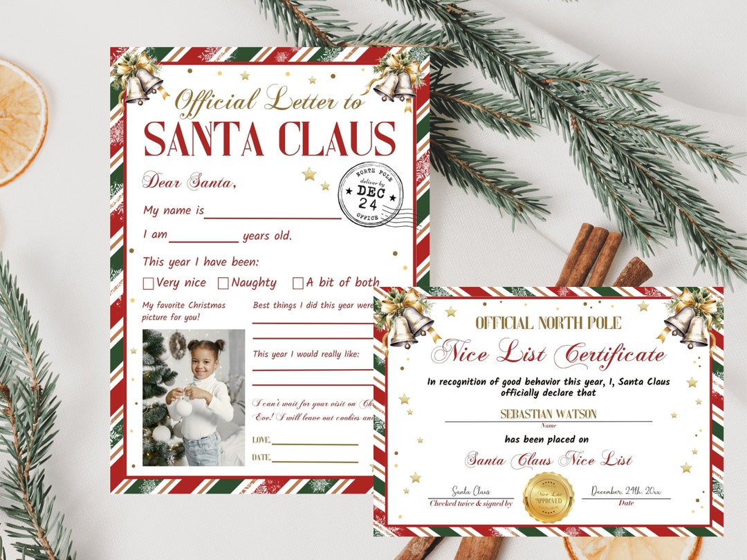 Letter to Santa Printable, Santa Certificate, Letter From Santa ...