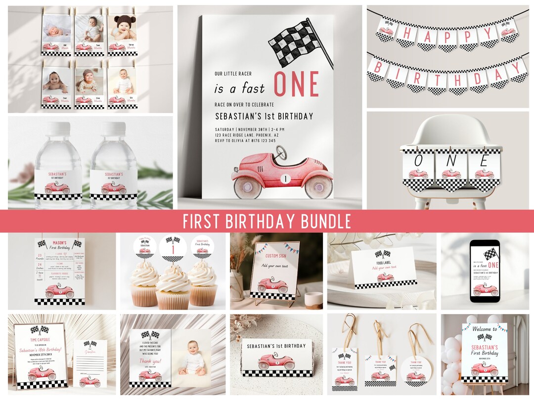 Fast One Birthday Decorations Bundle, Race Car Birthday Party, First ...
