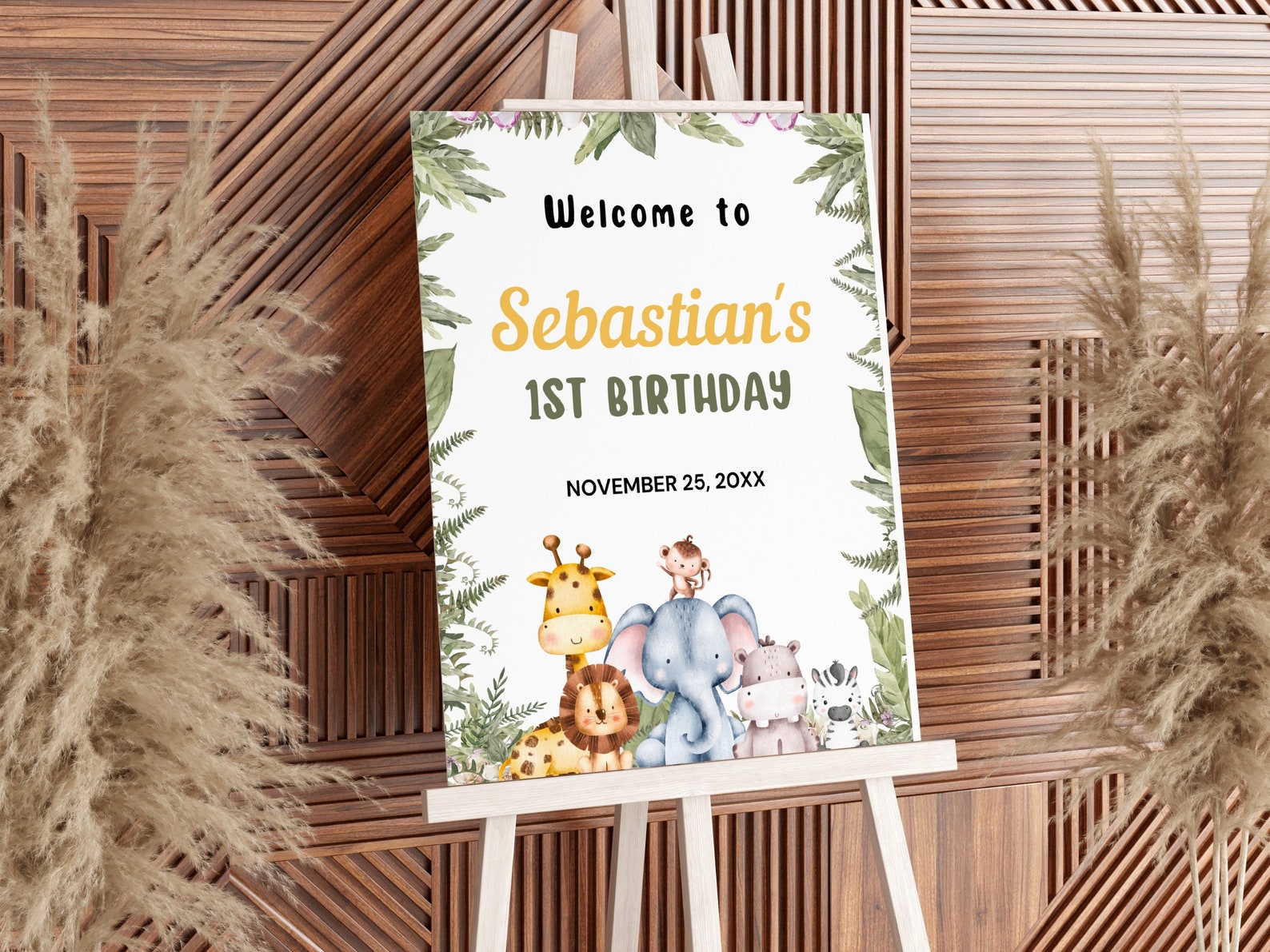 Wild One Birthday Welcome Sign, Safari Birthday Poster, Jungle Birthday ...