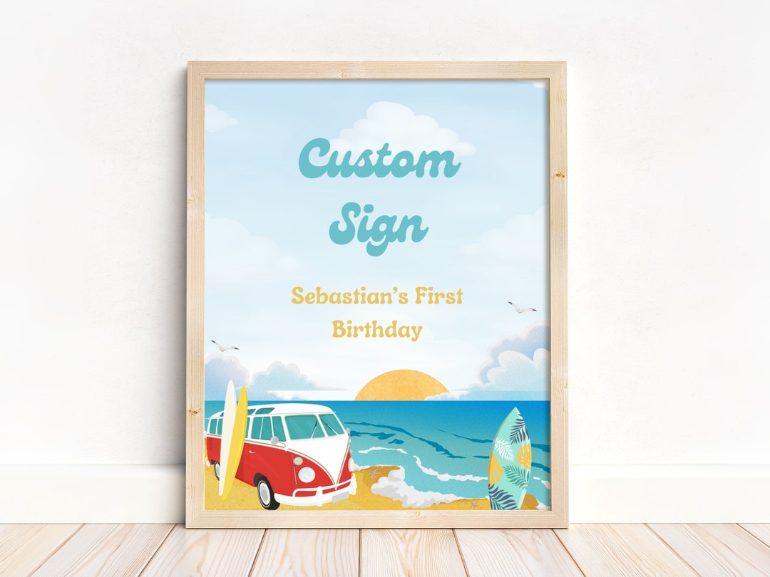 The Big One Custom Birthday Sign | Surf Decor Gift Table Sign | Beach ...