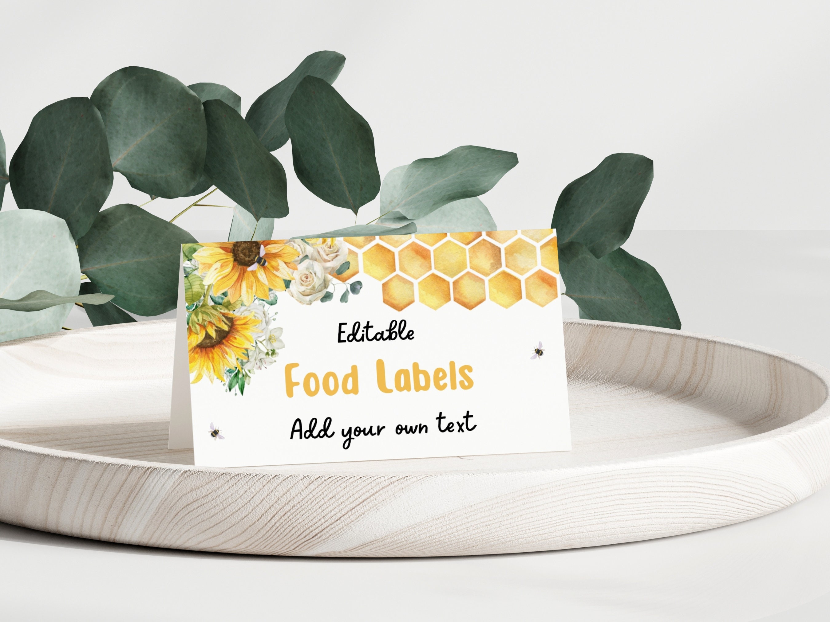 First Bee Day Food Tent Cards, Bumble Bee Seating Place Cards, Honey ...