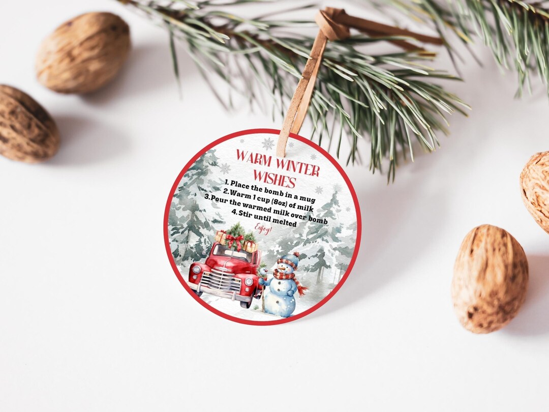 Festive Hot Chocolate Bomb Tag for Christmas Gifts and Holiday Snowman ...