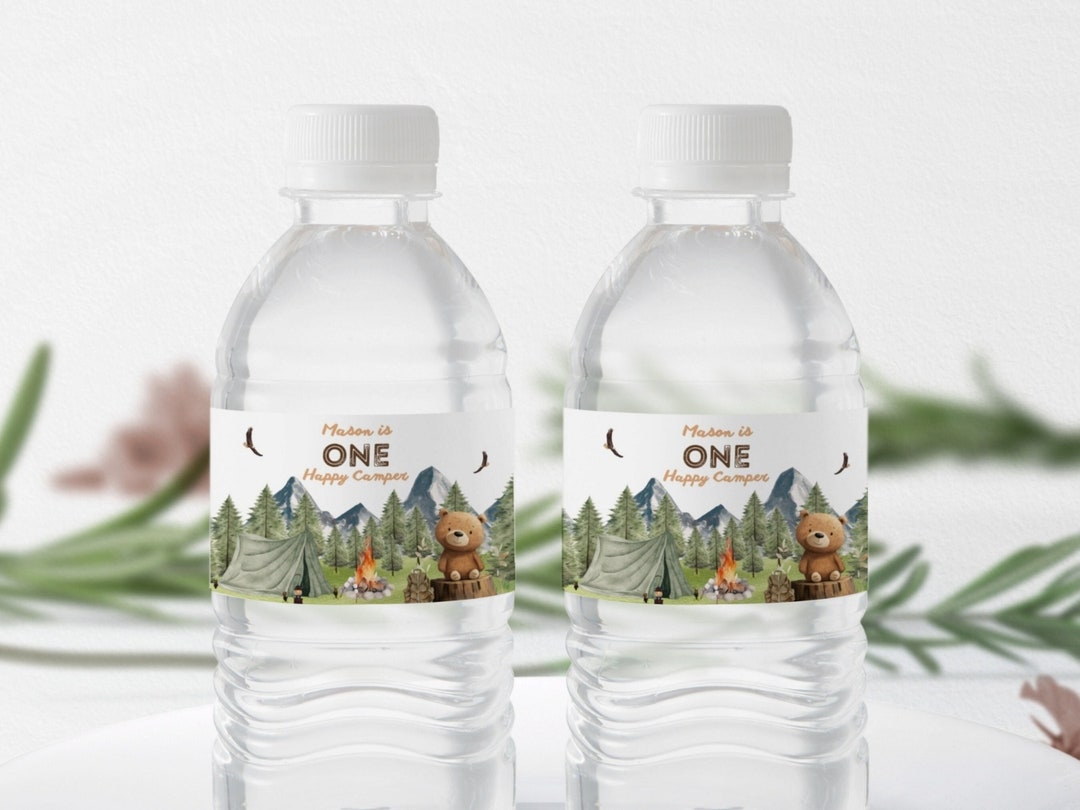 One Happy Camper Water Bottle Labels: Woodland Birthday (digital ...