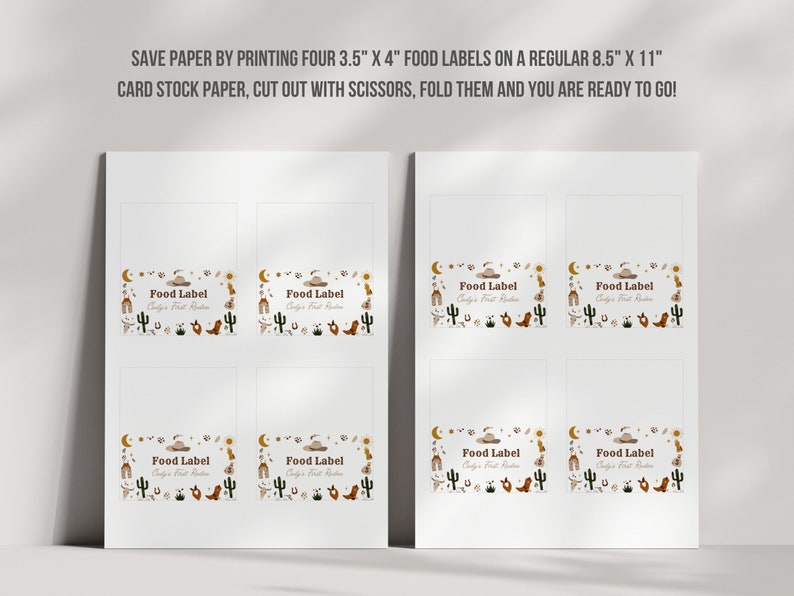 My First Rodeo Birthday Food Tent Cards | Western Place Cards | Cowboy ...