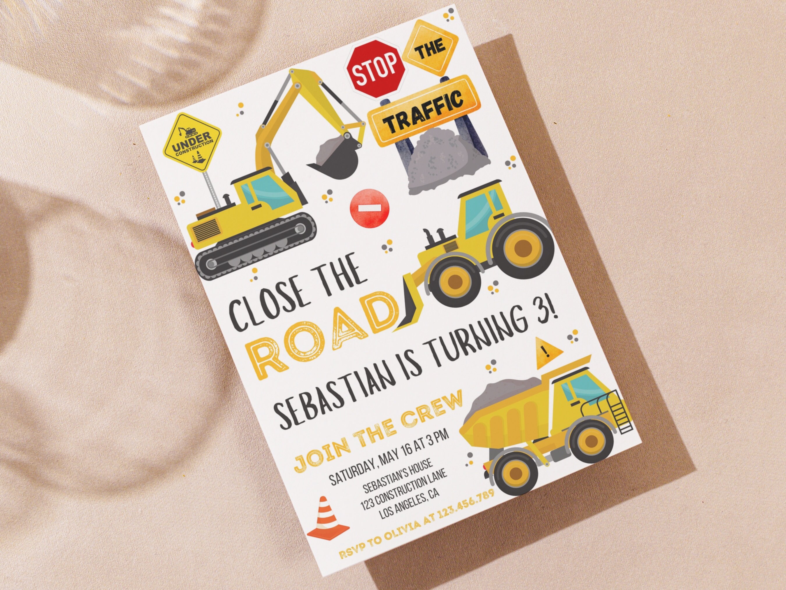 Construction Birthday Party Invitation, Construction Theme Birthday ...