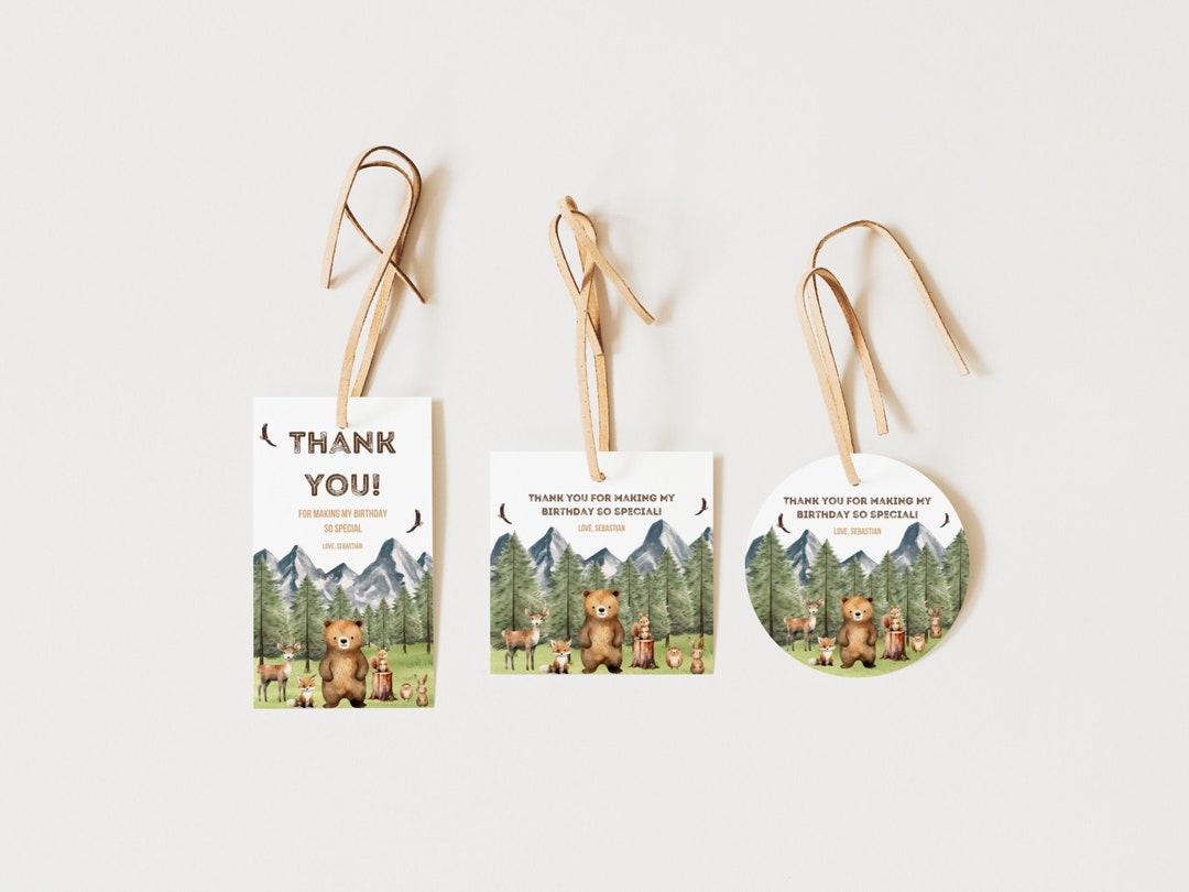 Woodland Birthday Gift Tags | Wild One Party Favor Labels | Forest ...