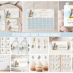 Peter Rabbit Baby Shower Bundle, Bunny Baby Shower Invitation, Peter ...