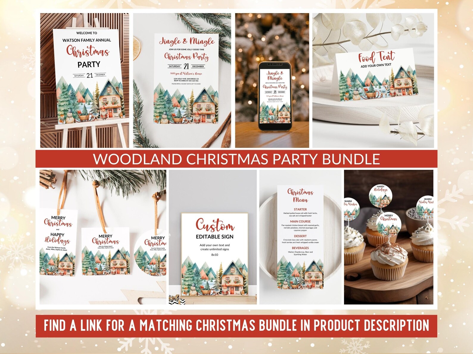 Printable Holiday Woodland Village Gift Labels Christmas Favor Tags ...