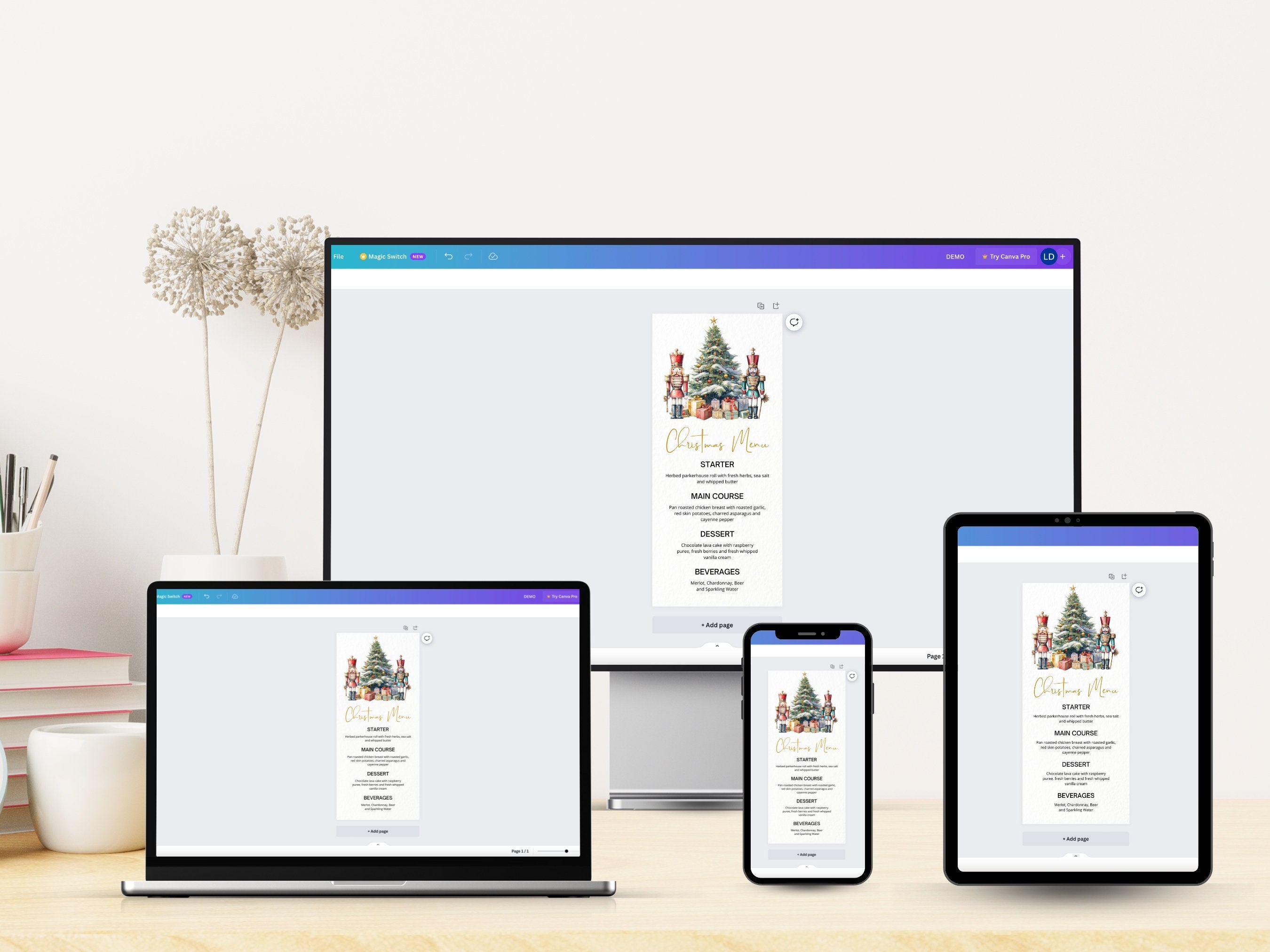 Nutcracker Christmas Menu Template, Christmas Party Editable Menu, Food ...