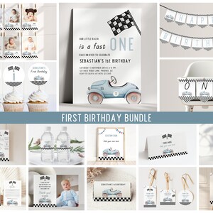 Fast One Birthday Bundle, Retro Race Car First Birthday Party ...