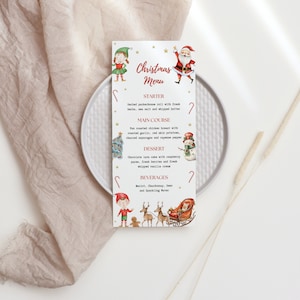 Editable Christmas Menu for Santa Dinner Parties, Santa Christmas Menu ...