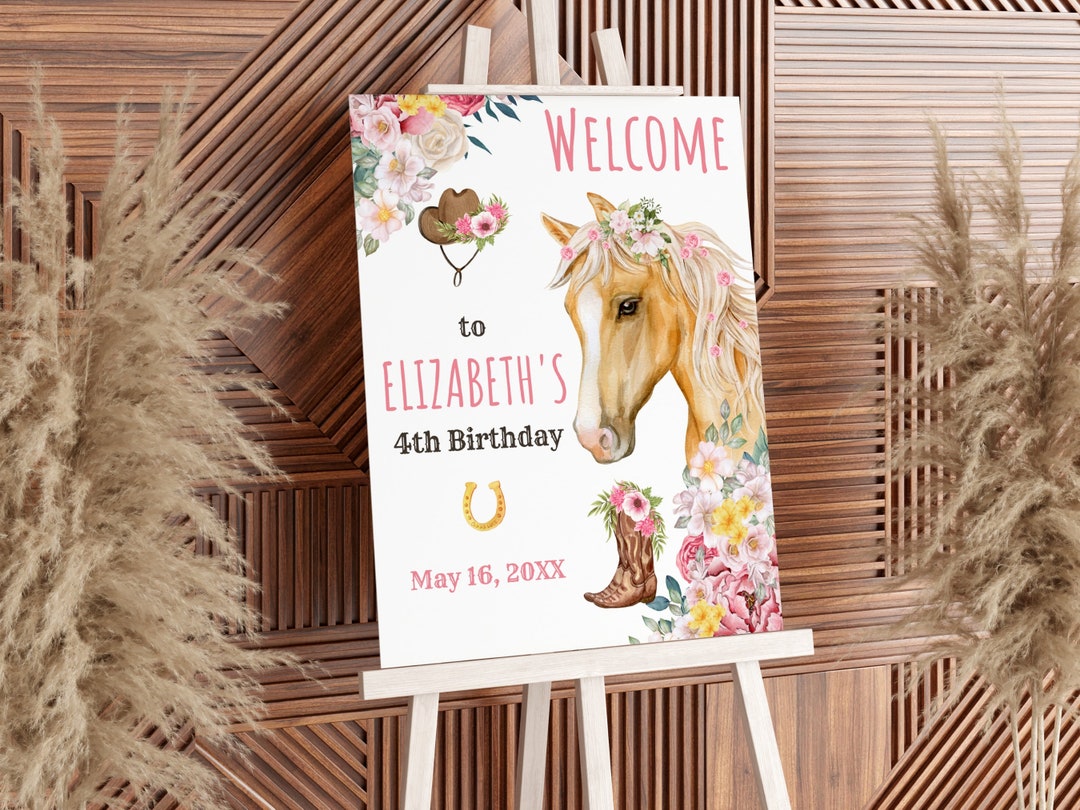 Horse Birthday Welcome Sign | My First Rodeo Party Welcome Board ...