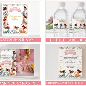 Princess Birthday Invitation Bundle, Princess Theme Party Pack, Royal ...