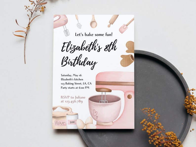 Baking Birthday Party Invitation Template (digital Download) - Etsy