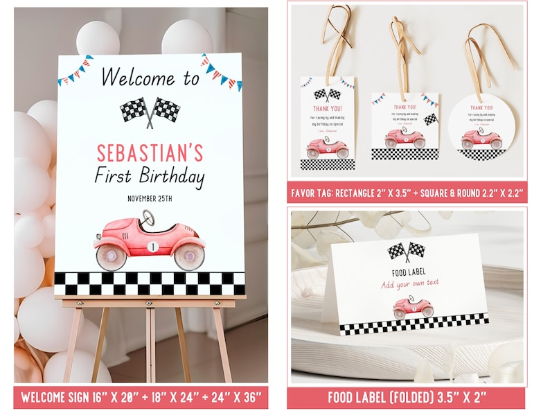 Fast One Birthday Decorations Bundle, Race Car Birthday Party, First ...