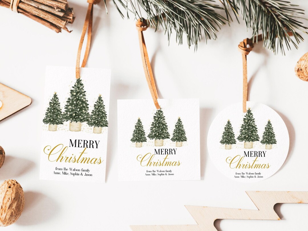 Printable Holiday Gold Tags for Christmas Tree Gifts and Merry Xmas ...