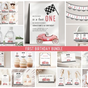 Fast One Birthday Decorations Bundle, Race Car Birthday Party, First ...