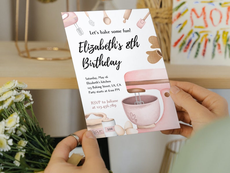 Baking Birthday Party Invitation Template (digital Download) - Etsy
